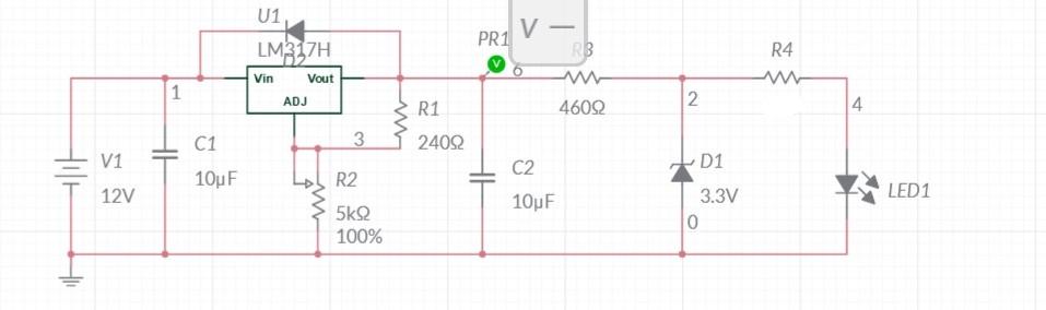 Solved U1 V- PR1 LM317H 3 R4 w 1 Vin Vout ADJ R1 46022 2 4 | Chegg.com