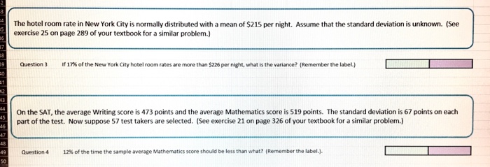 Solved The hotel room rate in New York City is normally | Chegg.com
