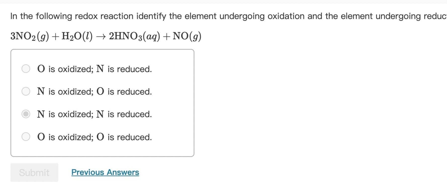 Solved In the following redox reaction identify the element | Chegg.com