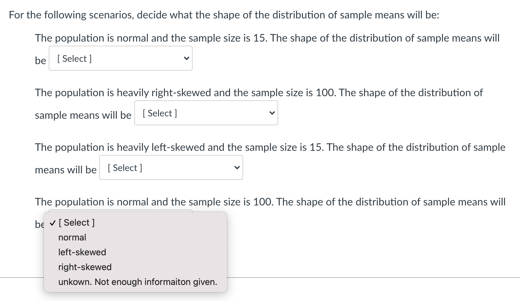 Solved For the following scenarios, decide what the shape of | Chegg.com