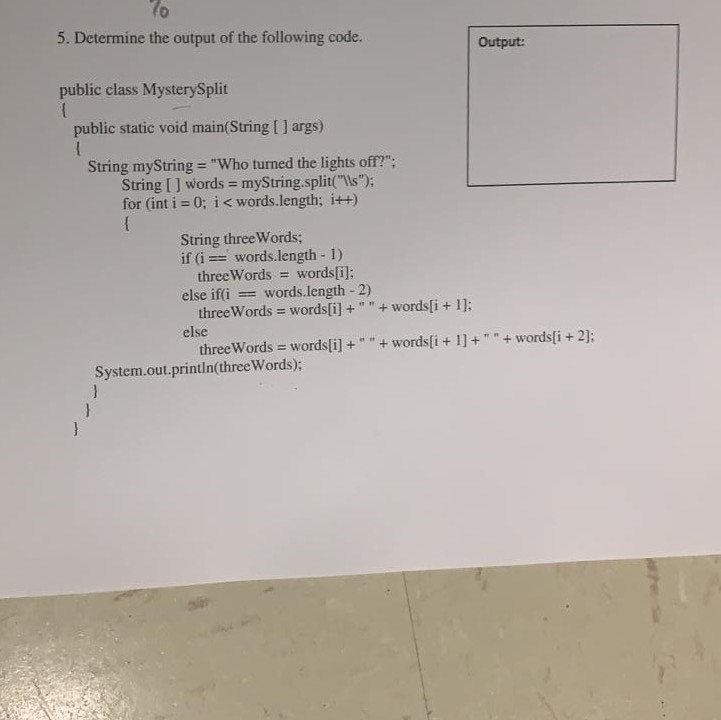 Solved 5. Determine the output of the following code. | Chegg.com