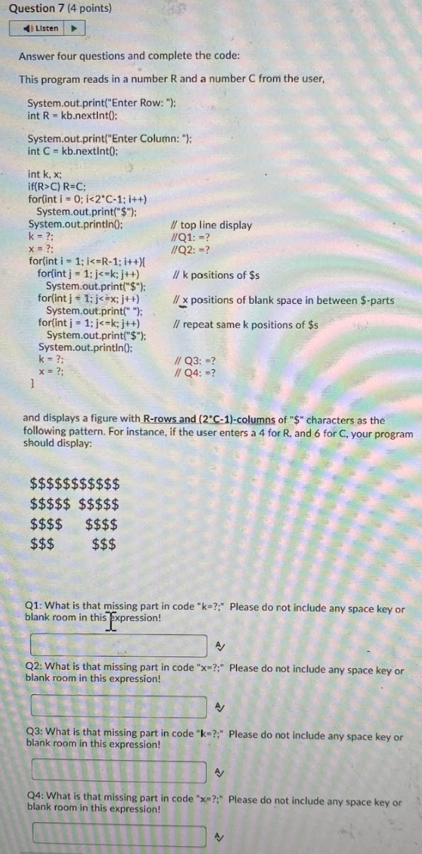 Solved Question 5 ( 2 points) Complete the code that reads | Chegg.com