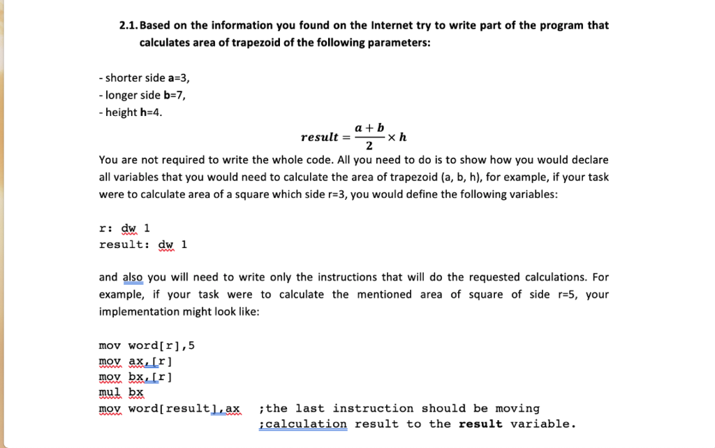 Using Assemble Language. write part of the program to | Chegg.com
