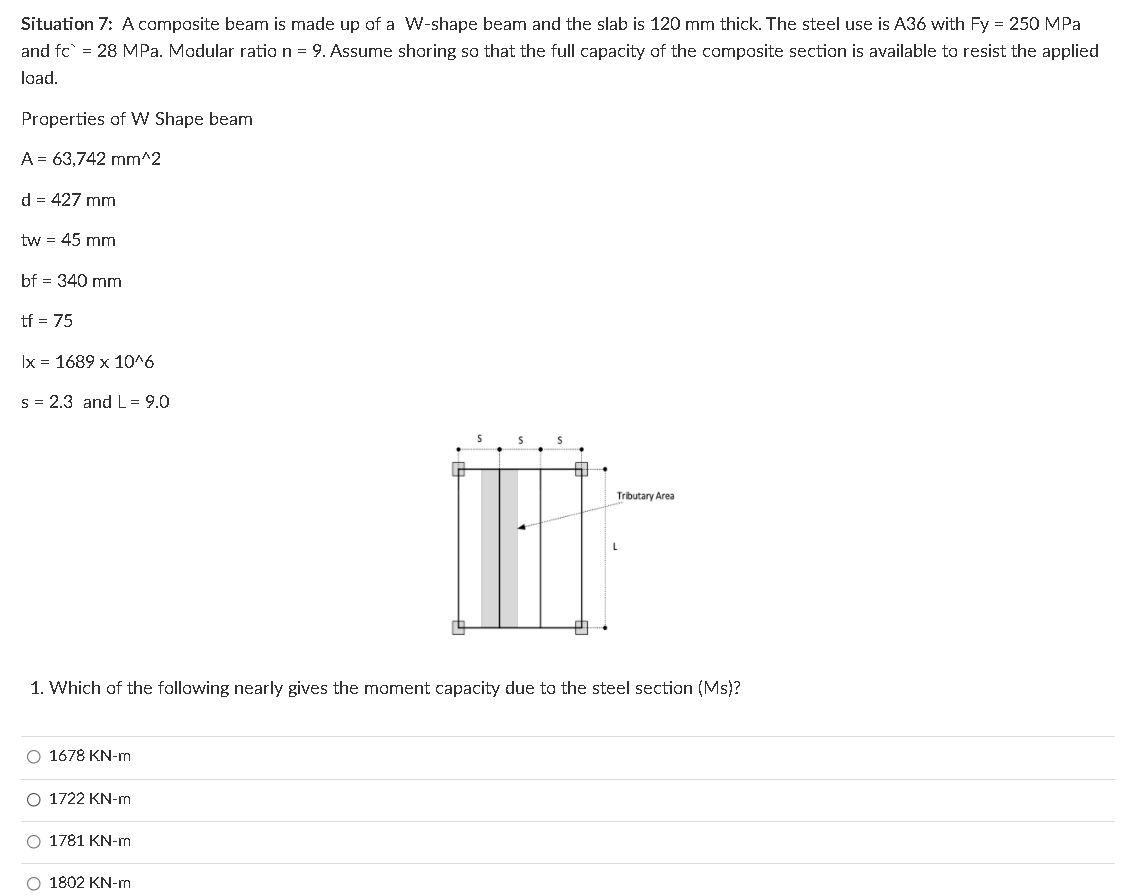 Solved Situation 7: A composite beam is made up of a W-shape | Chegg.com