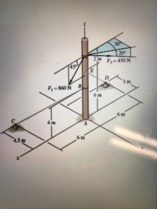 Solved The pole is subjected to the two forces shown. | Chegg.com