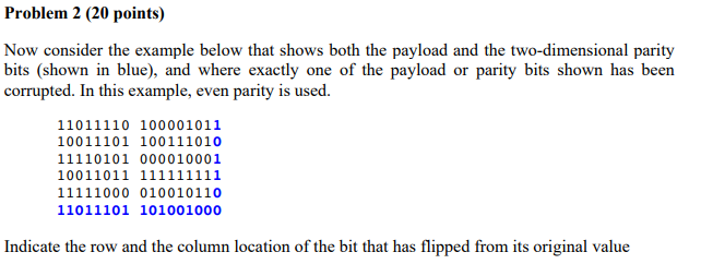 Problem 2 (20 points) Now consider the example below | Chegg.com