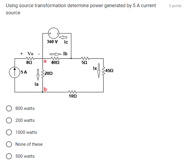 Solved Using Source Transformation Determine Power Generated 6012