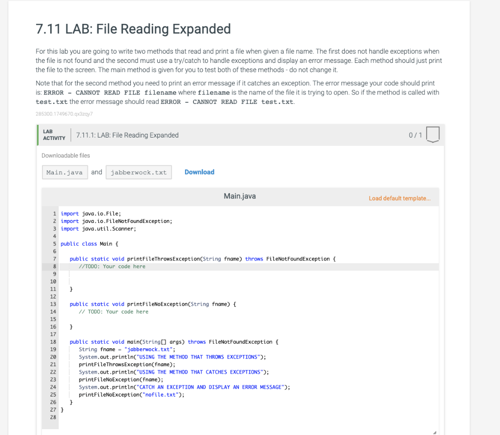 Solved 7.11 LAB: File Reading Expanded For this lab you are | Chegg.com
