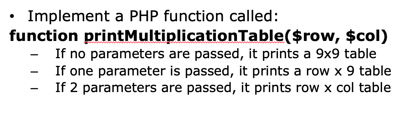 Solved Implement a PHP function called: function | Chegg.com