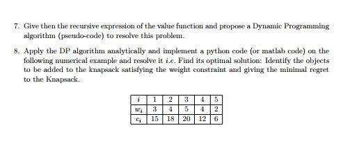Problem 1 Variants Of Knapsack Problem We Consider A 7271