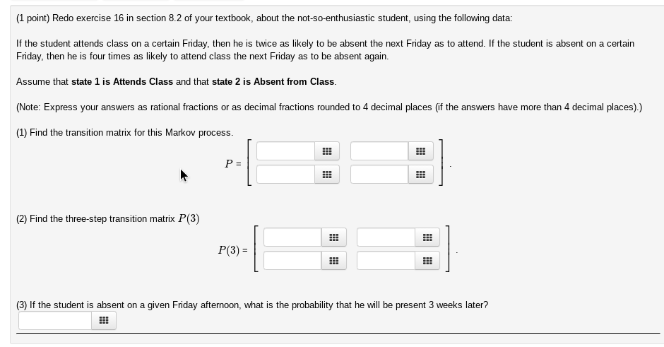 Solved (1 point) Redo exercise 16 in section 8.2 of your | Chegg.com