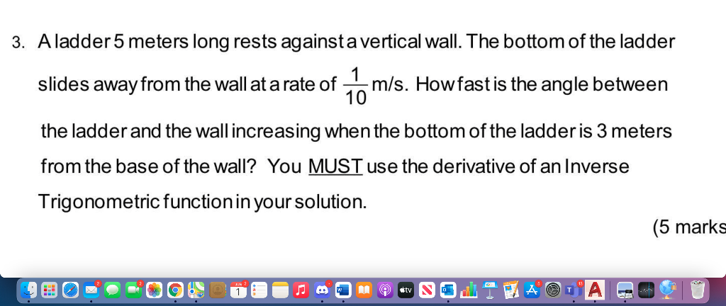 Solved 3. Aladder 5 meters long rests against a vertical | Chegg.com