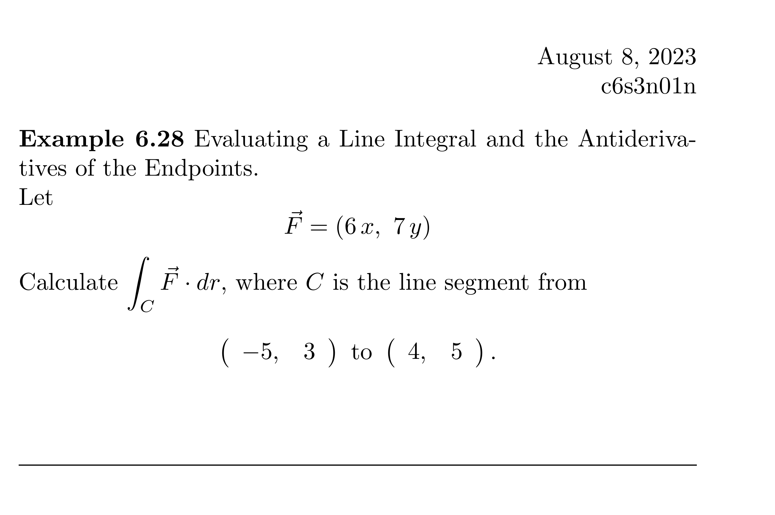 Solved Example 6.28 Evaluating a Line Integral and the | Chegg.com