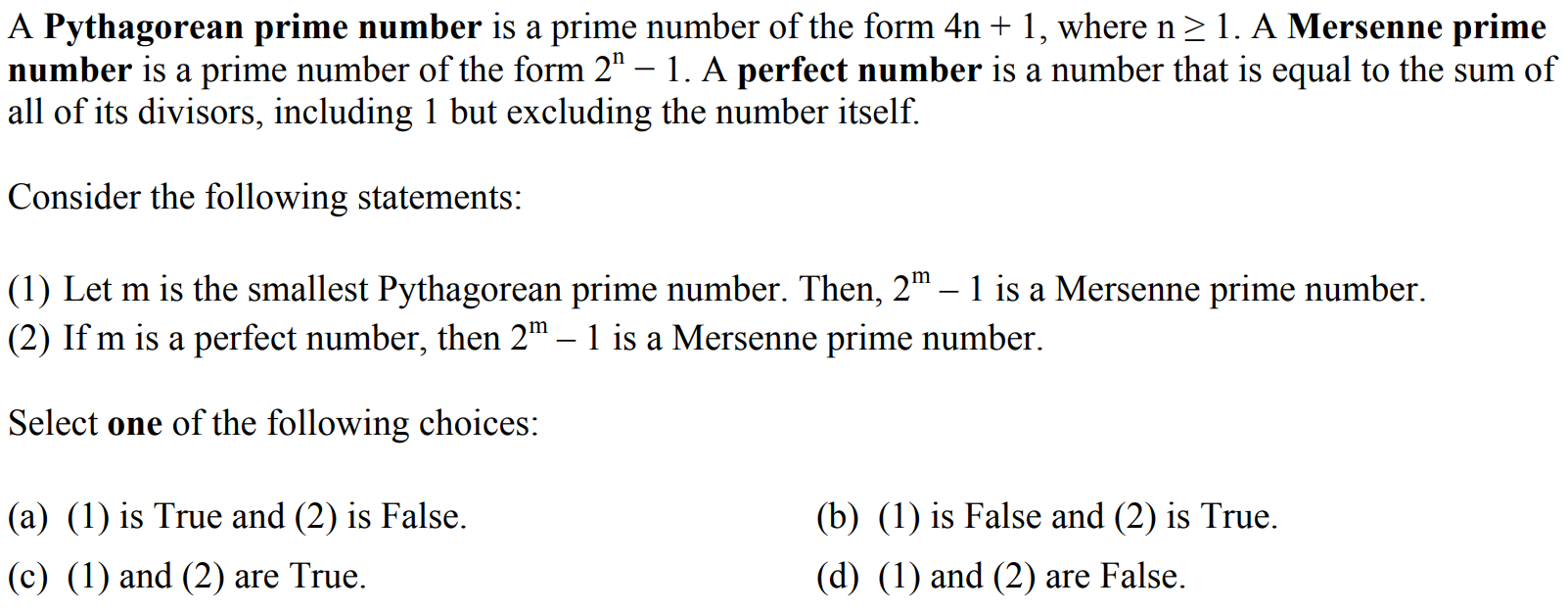 Solved A Pythagorean prime number is a prime number of the | Chegg.com