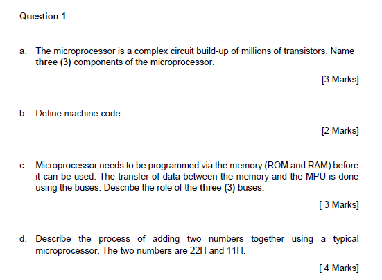 Solved a. The microprocessor is a complex circuit build-up | Chegg.com
