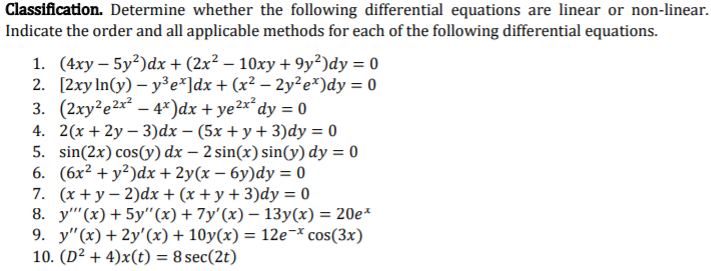 Solved Determine whether the following differential | Chegg.com