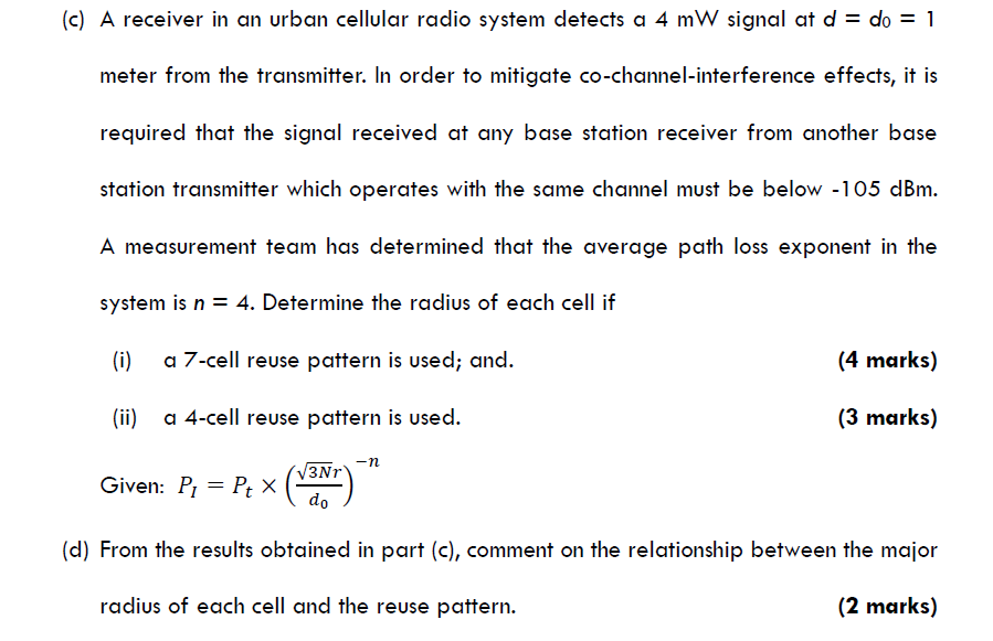 (c) A receiver in an urban cellular radio system | Chegg.com
