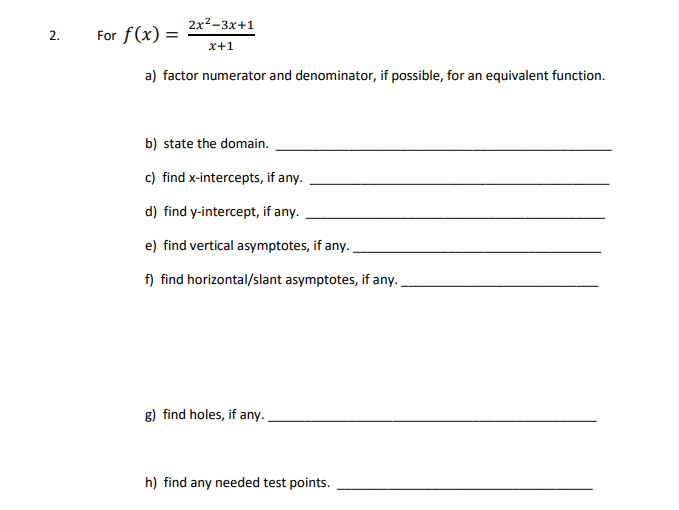 Solved Graphing Rational Functions. • If an intercept, | Chegg.com