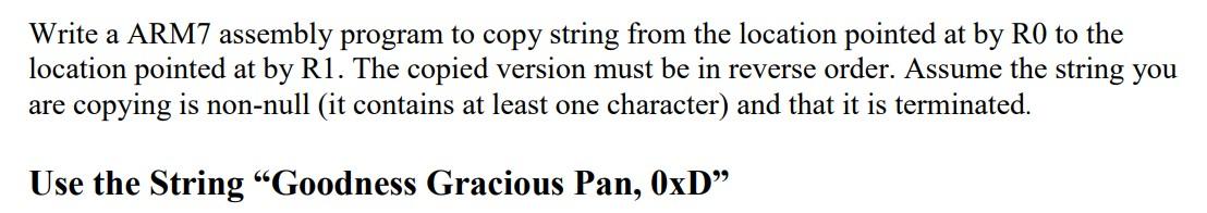 Solved Write A Arm7 Assembly Program To Copy String From The