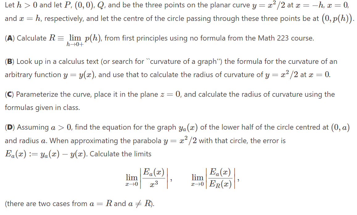 Solved Let h>0 and let P,(0,0),Q, and be the three points on | Chegg.com