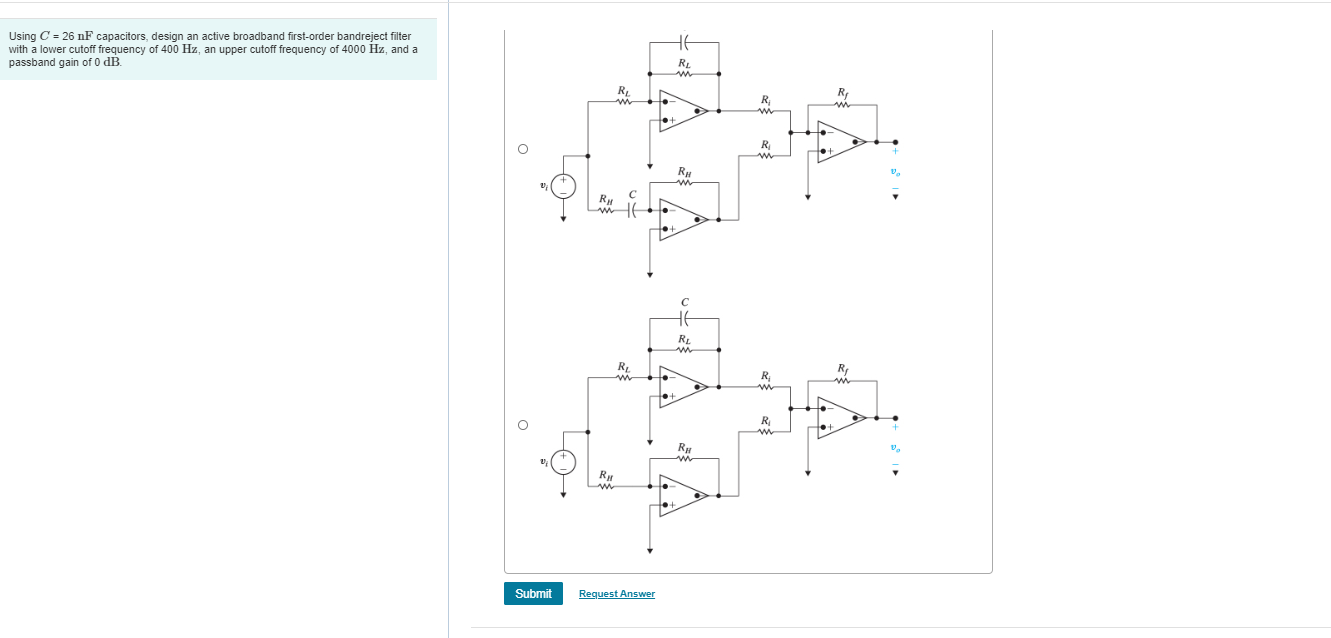 Solved Problem 1 Using C = 26 nF capacitors, design an | Chegg.com