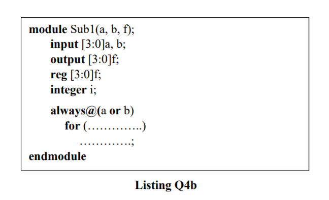 Solved Q4 The Verilog code in Listing Q4a describes a | Chegg.com