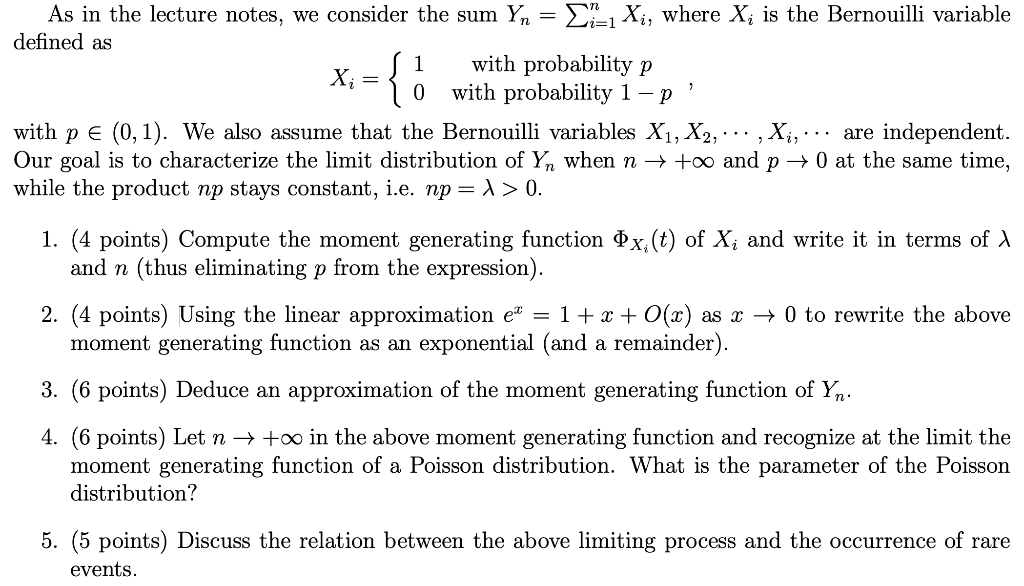 Solved As in the lecture notes, we consider the sum | Chegg.com