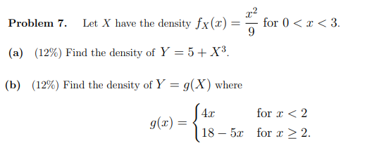 Solved Problem 7. Let X have the density fx(x) = for 0