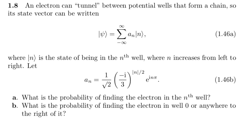 Solved 1.8 An electron can "tunnel" between potential wells | Chegg.com