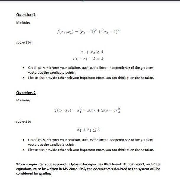 Solved f(x1,x2)=(x1−1)2+(x2−1)2 subject to x1+x2≥4x1−x2−2=0 | Chegg.com