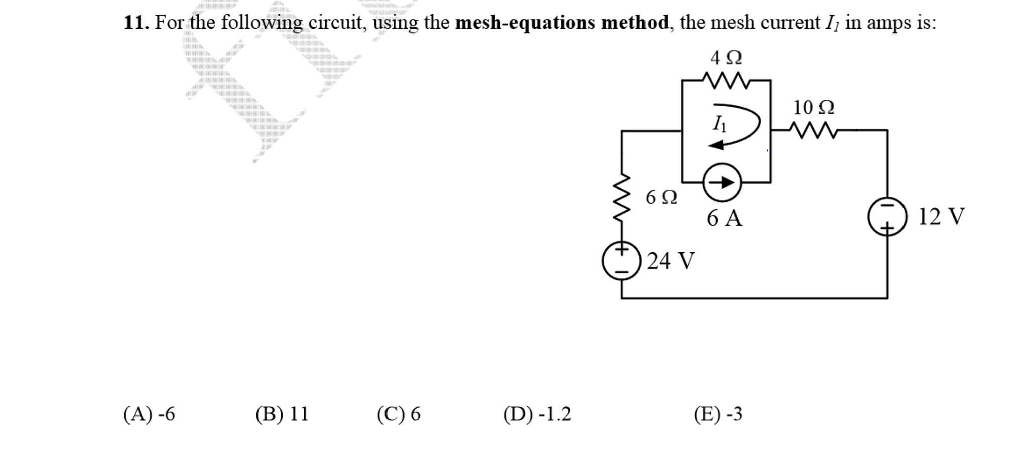 Solved 11. ﻿For the following circuit, using the | Chegg.com
