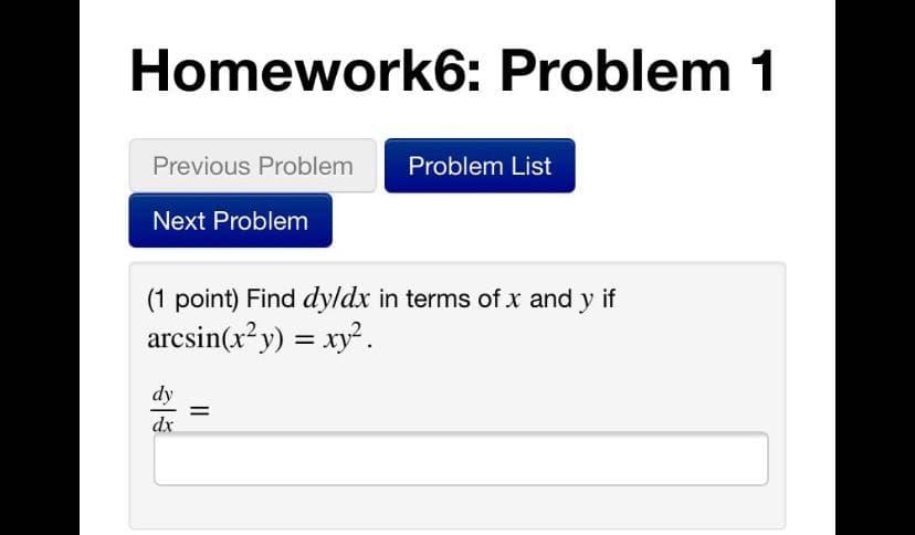Solved Homework6: Problem 1 Previous Problem Problem List | Chegg.com