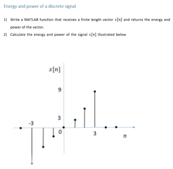 Solved Energy and power of a discrete signal 1) Write a | Chegg.com
