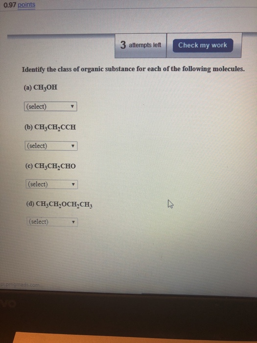 Solved 0.97 points 3 attempts leftC Check my work Identify | Chegg.com Solved 0.97 points 3 attempts leftC Check my work Identify | Chegg.com
