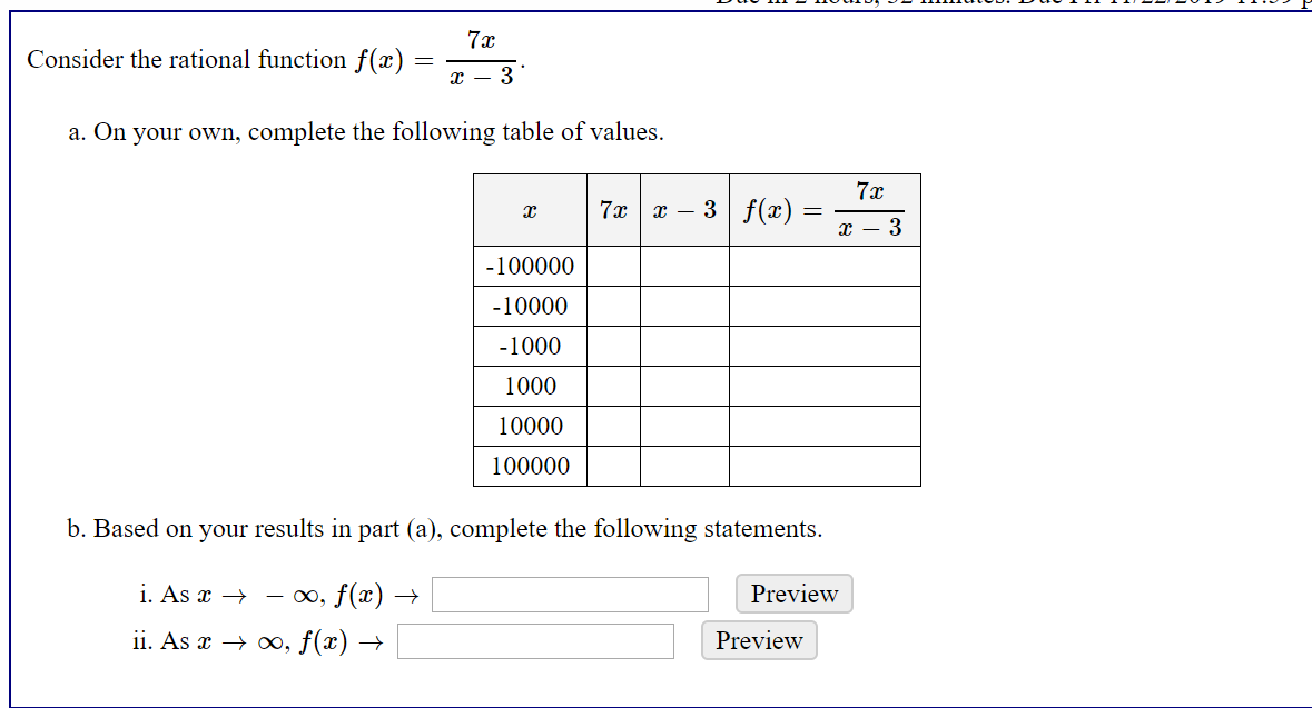 Solved 7x Consider the rational function f(x) х — 3 a. On | Chegg.com