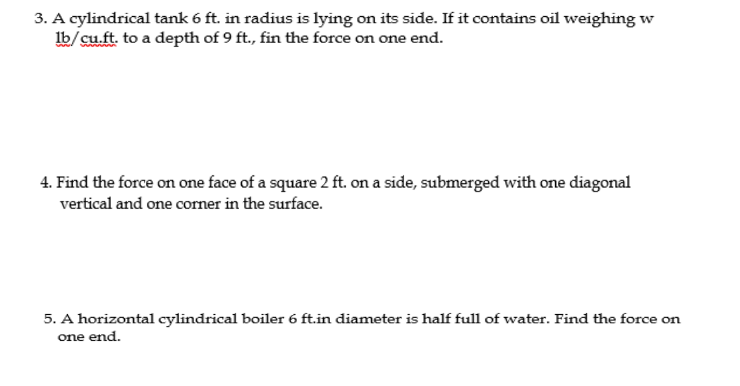Solved A cylindrical tank 6ft. in radius is lying on its | Chegg.com