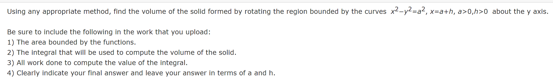 Solved Using any appropriate method, find the volume of the | Chegg.com