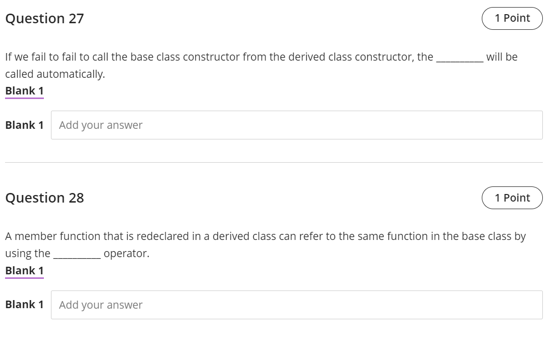 Solved A(n) Blank 1 class is a more specific version of the | Chegg.com