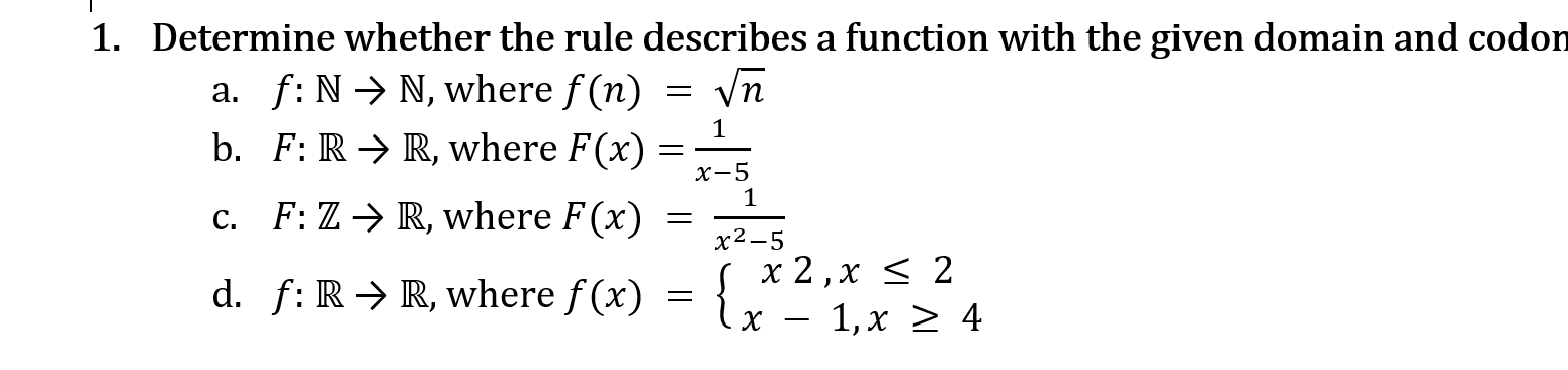 1. Determine whether the rule describes a function | Chegg.com