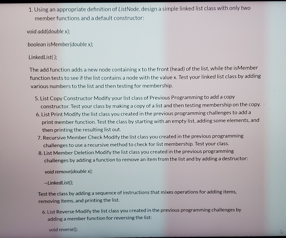 Solved 1 Using An Appropriate Definition Of Listnode