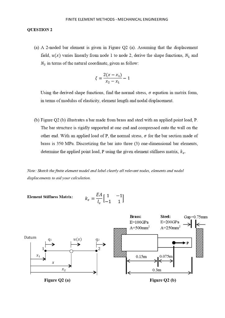 Solved FINITE ELEMENT METHODS - MECHANICAL ENGINEERING | Chegg.com