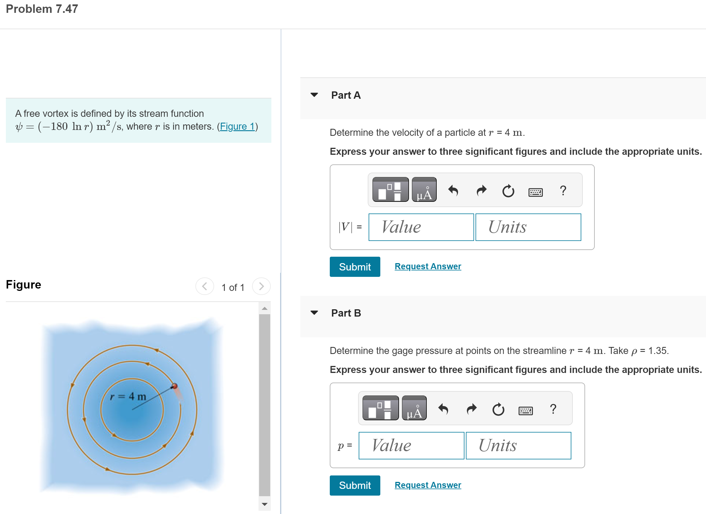 Solved A free vortex is defined by its stream function | Chegg.com