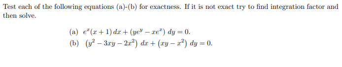 Solved Test each of the following equations (a)-(b) for | Chegg.com