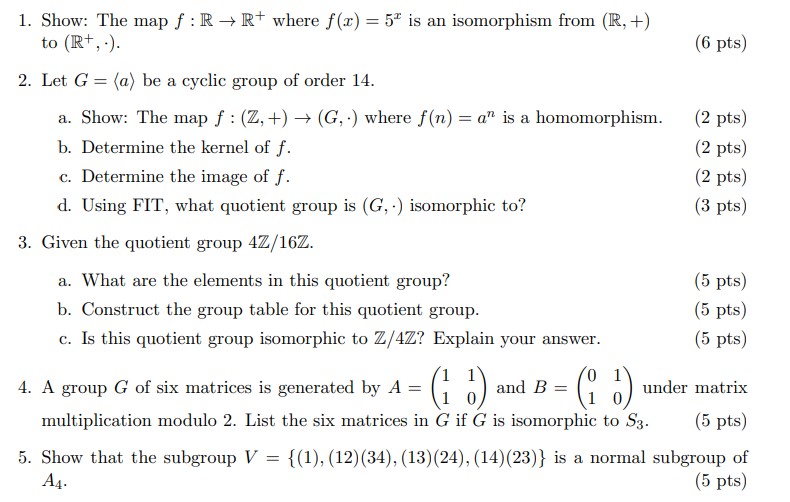 Solved 1. Show: The map f:R→R+where f(x)=5x is an | Chegg.com