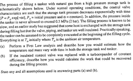 The process of filling a tanker with natural gas from | Chegg.com