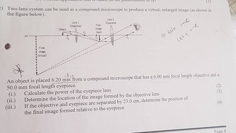 Solved ) Two-lens system can be used as a compound | Chegg.com