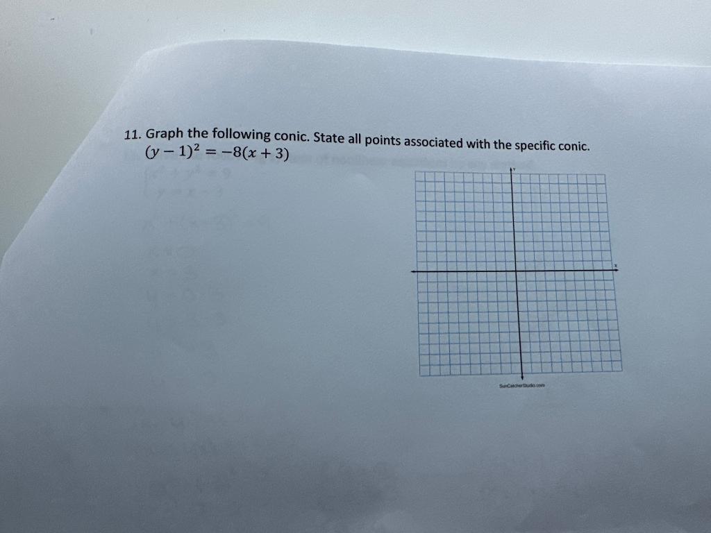 Solved 11. Graph the following conic. State all points | Chegg.com