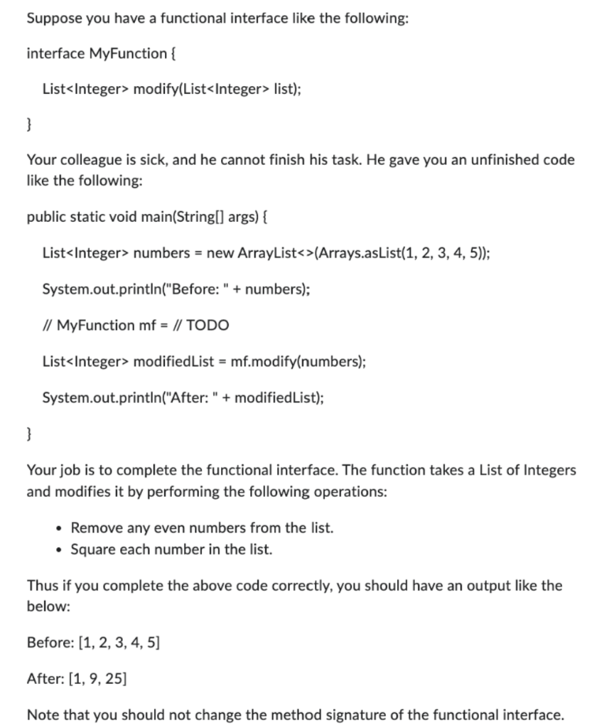 Solved Suppose you have a functional interface like the | Chegg.com