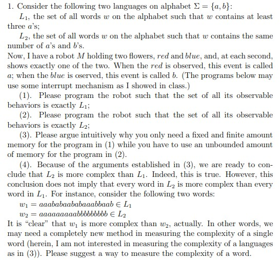 1. Consider the following two languages on alphabet S | Chegg.com