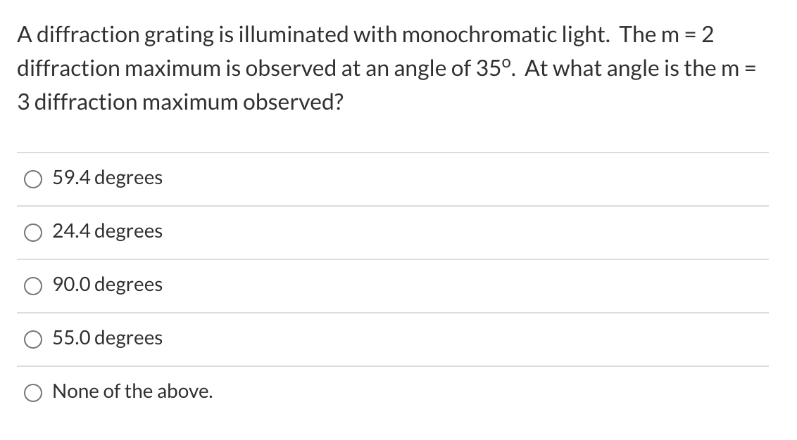 Solved A diffraction grating is illuminated with | Chegg.com